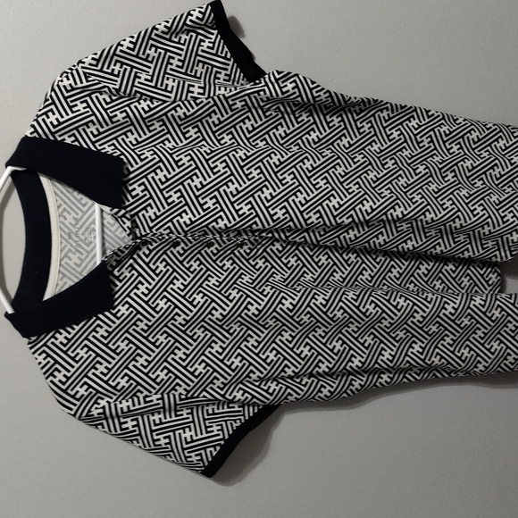 Talbots | Tops | Geometric Black And White Polo Shirt | Poshmark